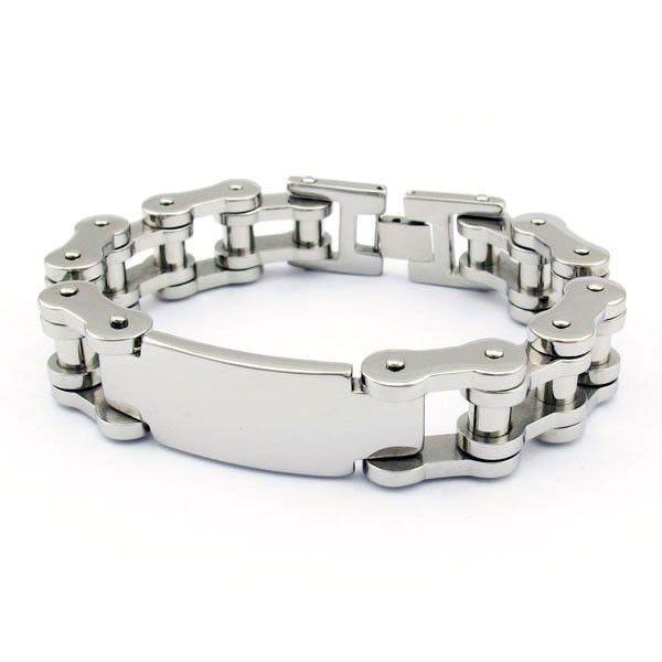 17.5mm Motorcycle Chain Bracelet With ID Plate - 150106 – Badboy Jewellery