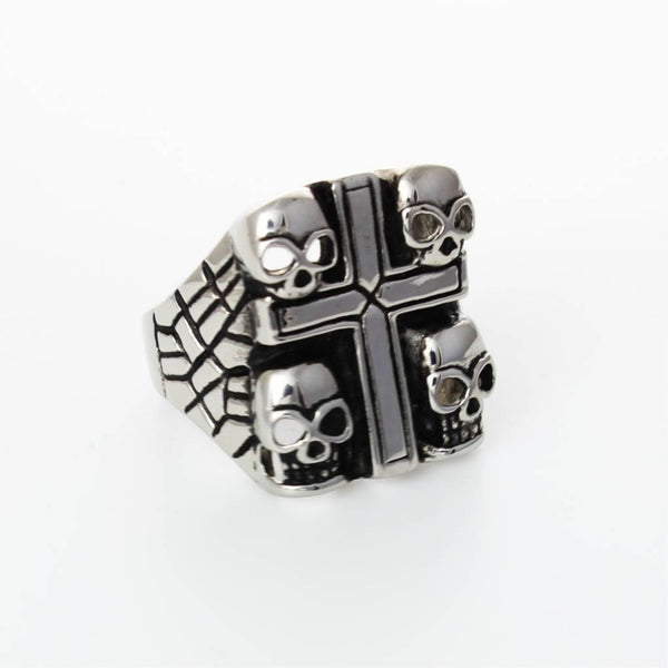 Skulls Cross Ring - Stainless Steel - H2023M – Badboy Jewellery