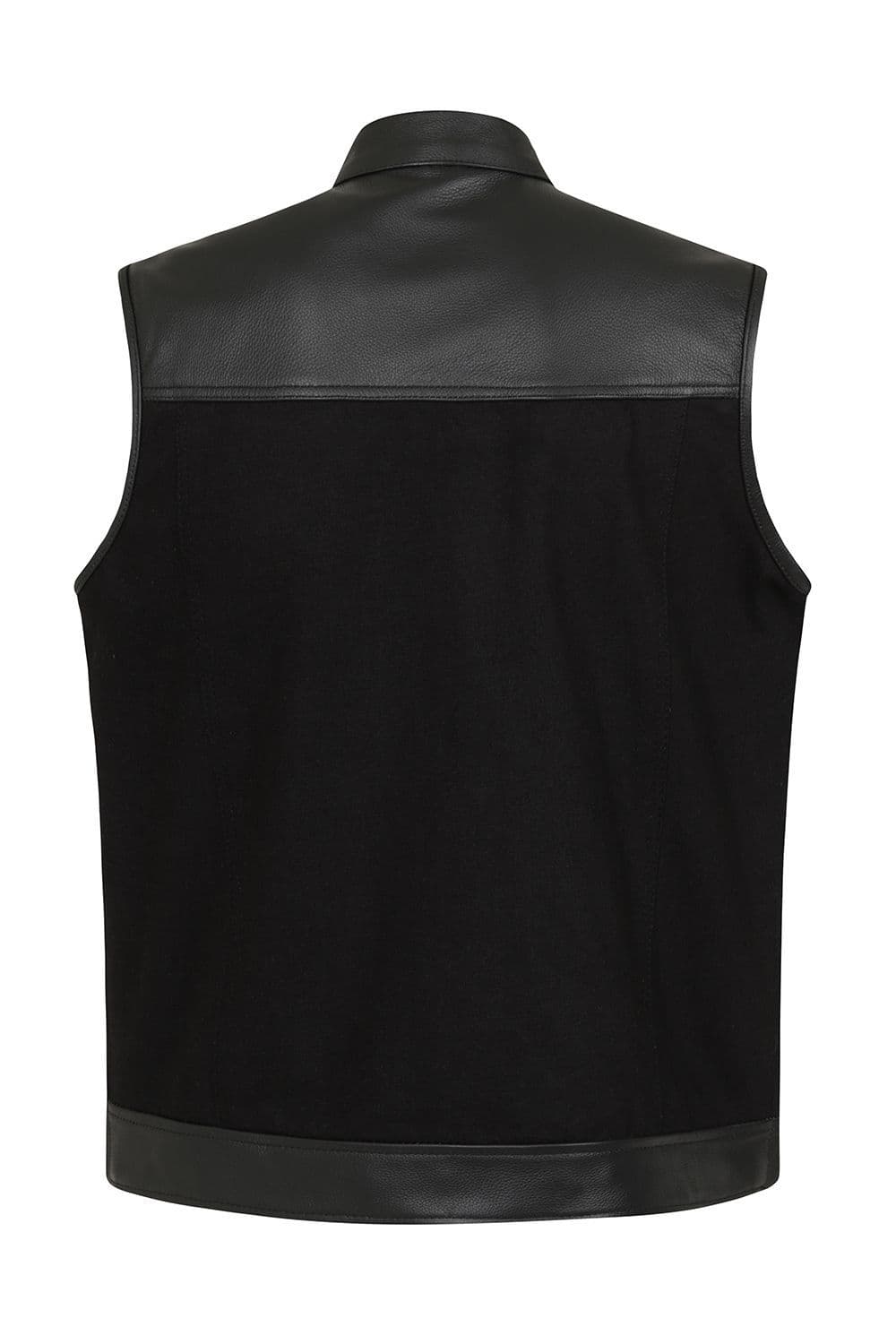 Vargas Black Denim & Leather Expandable Biker Vest by Skintan Leather – Badboy Jewellery